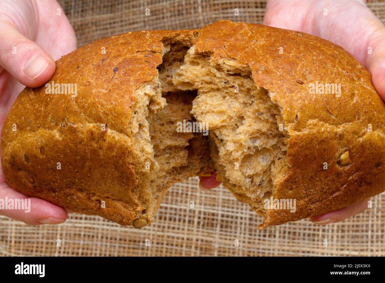 Old man with bread hi-res stock photography and images - Alamy