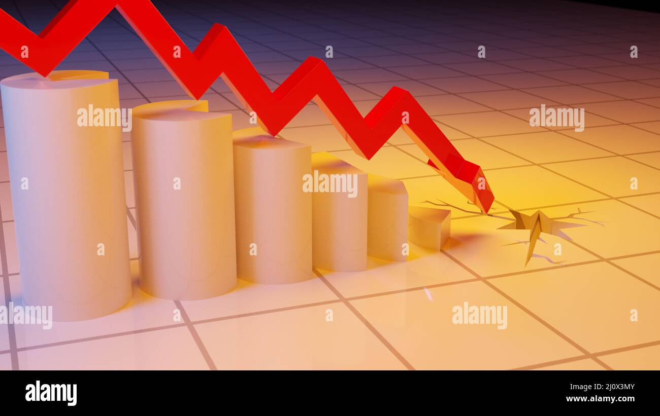Econimical crisis concept. Spread in the world, economy is down. 3d ...