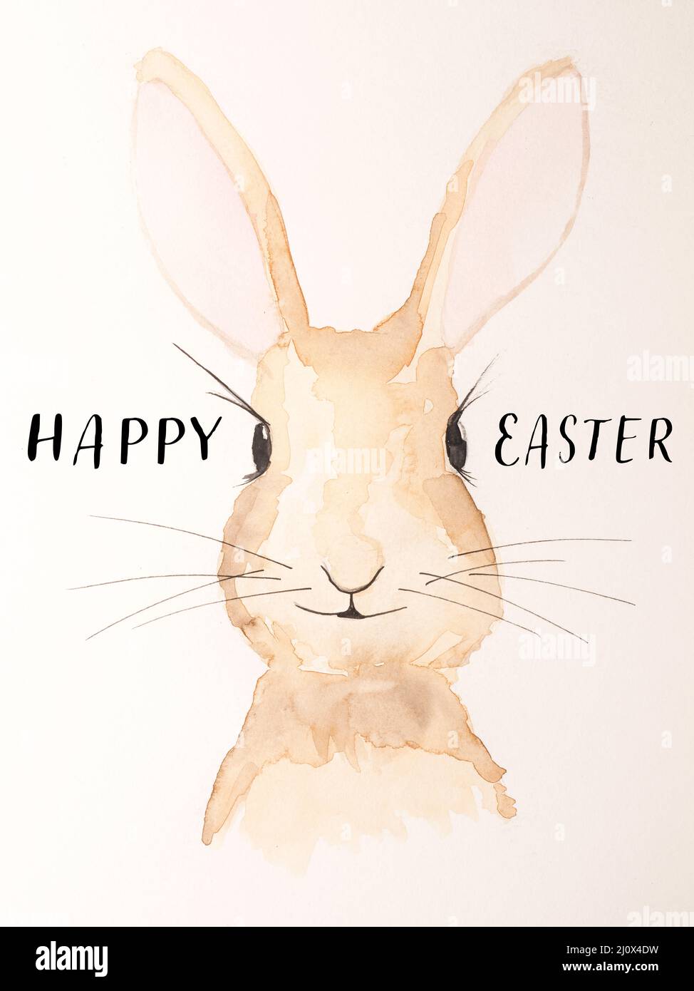 Watercolor painting of a cute rabbit, animal portrait, Happy Easter ...