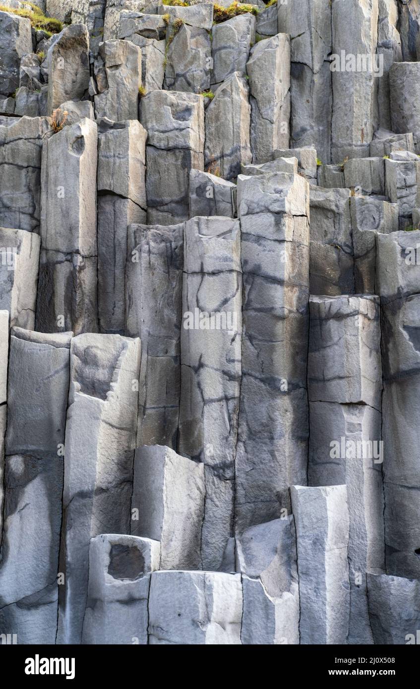 Basalt rock pillars columns at Reynisfjara beach near Vik, South ...