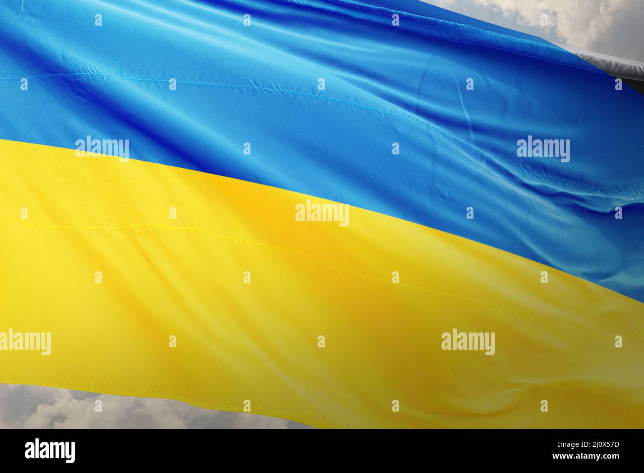 The flag of Ukraine is a banner of two equally sized horizontal bands ...