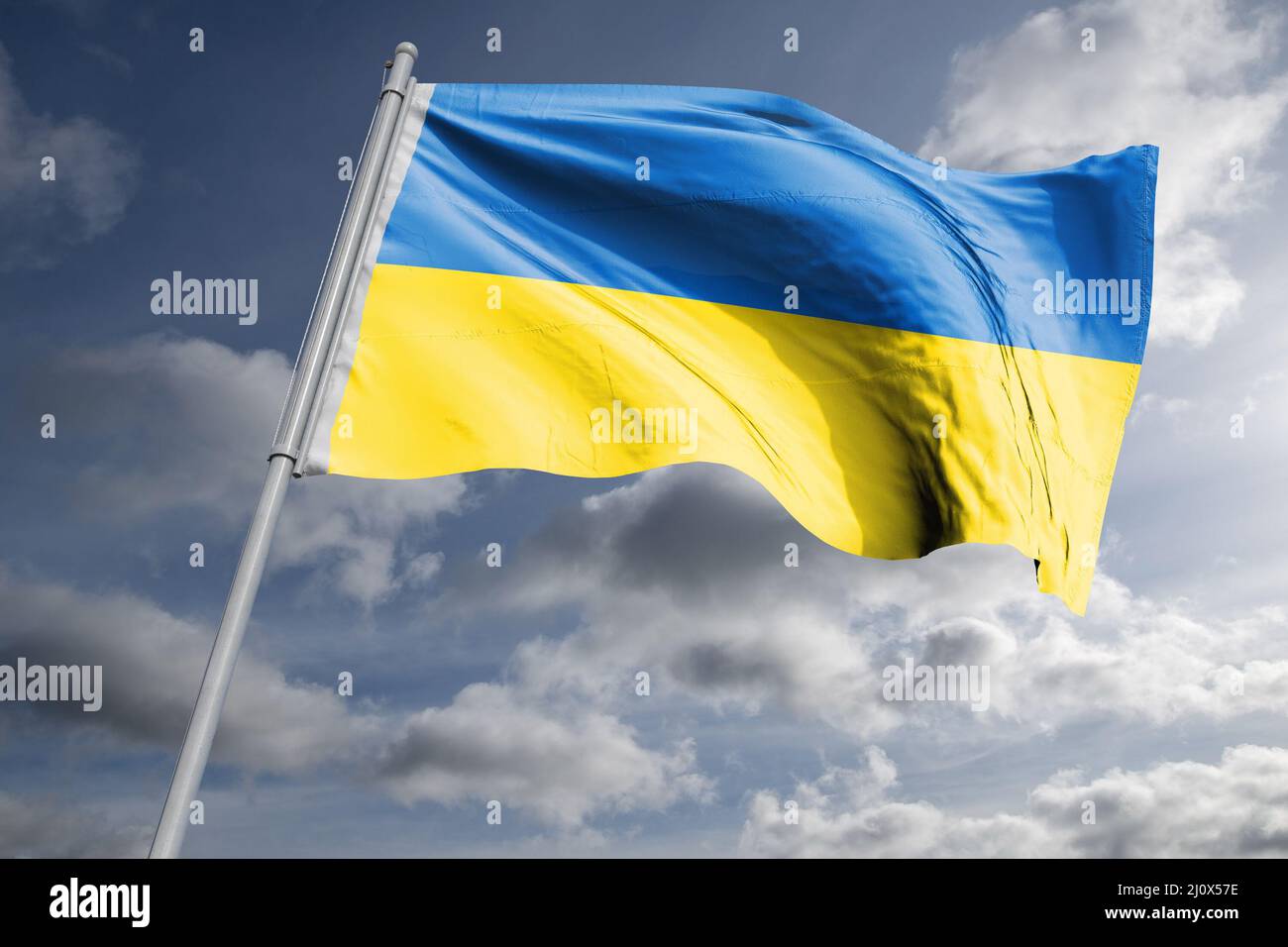 The flag of Ukraine is a banner of two equally sized horizontal bands ...