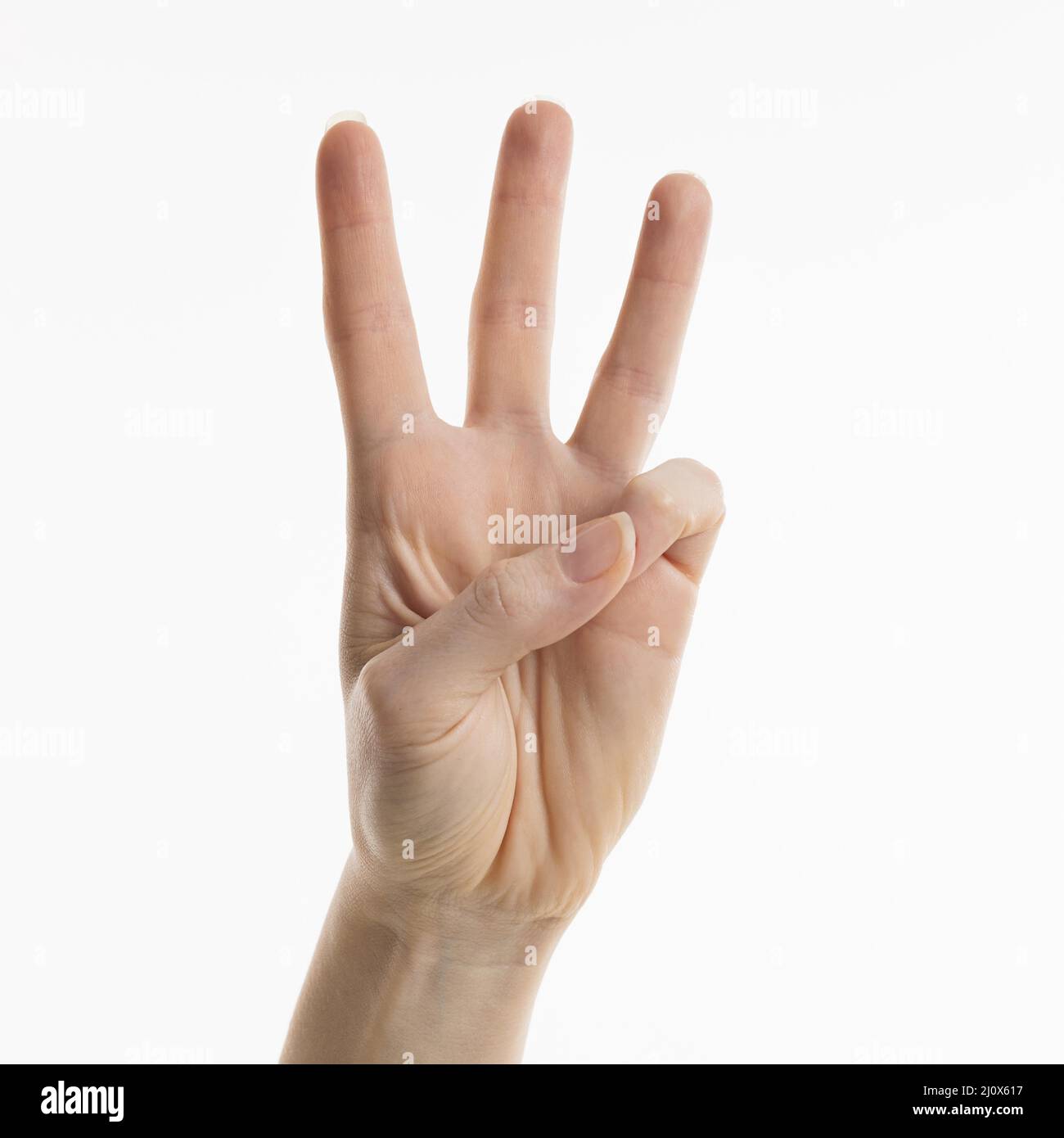 Front view hand showing number three. High quality beautiful photo ...