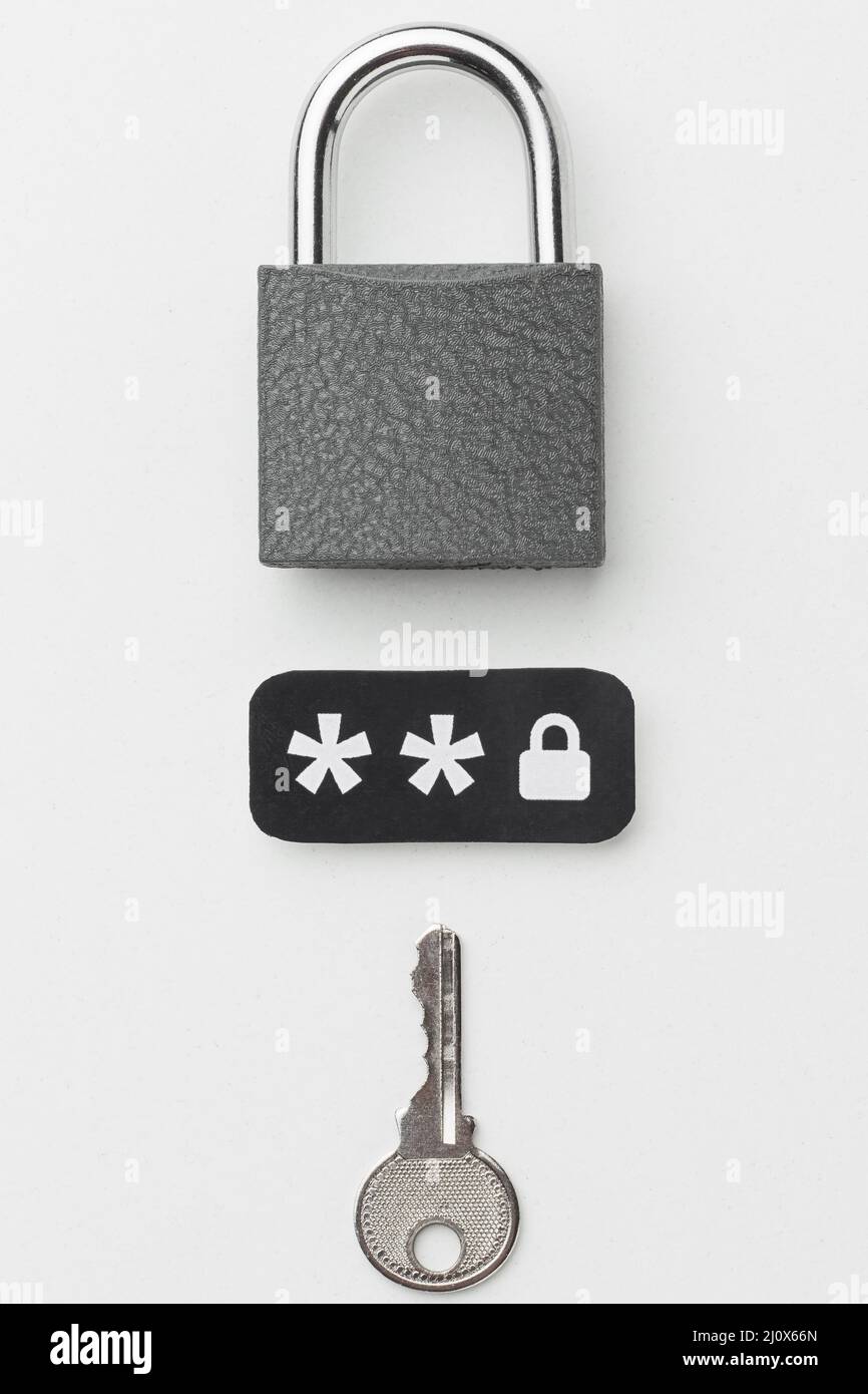 Top view lock with key password. High quality beautiful photo concept ...