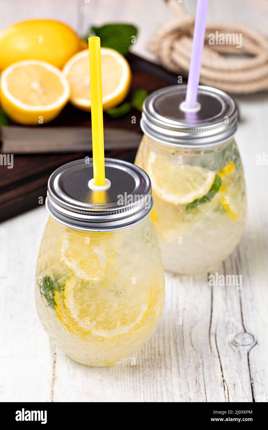 Glass of fresh lemonade Stock Photo - Alamy