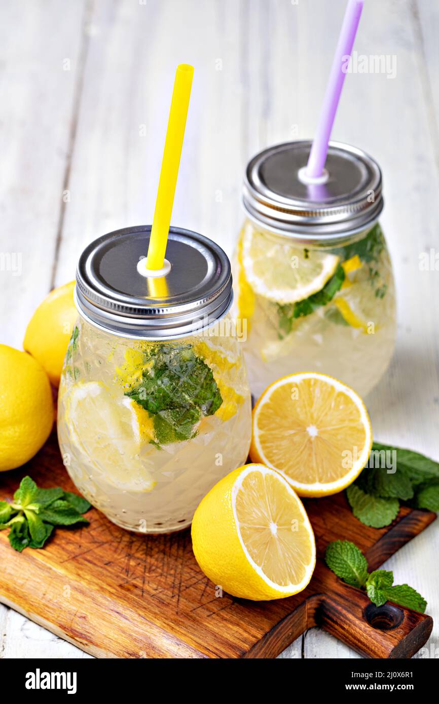 Glass of fresh lemonade Stock Photo - Alamy