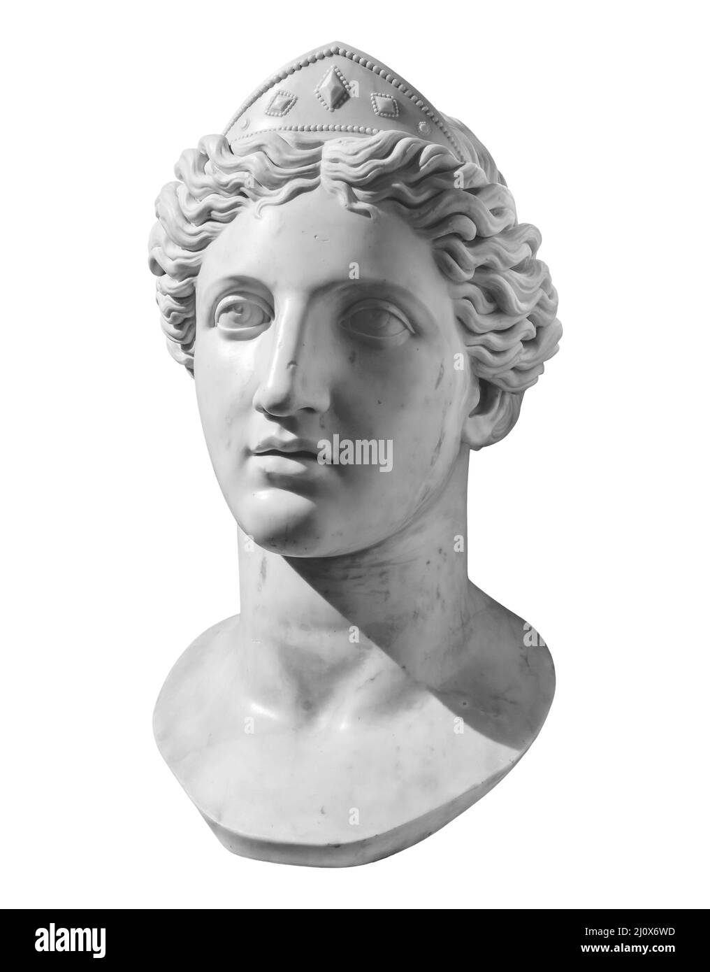 Gypsum copy of ancient statue Venus head isolated on white background ...