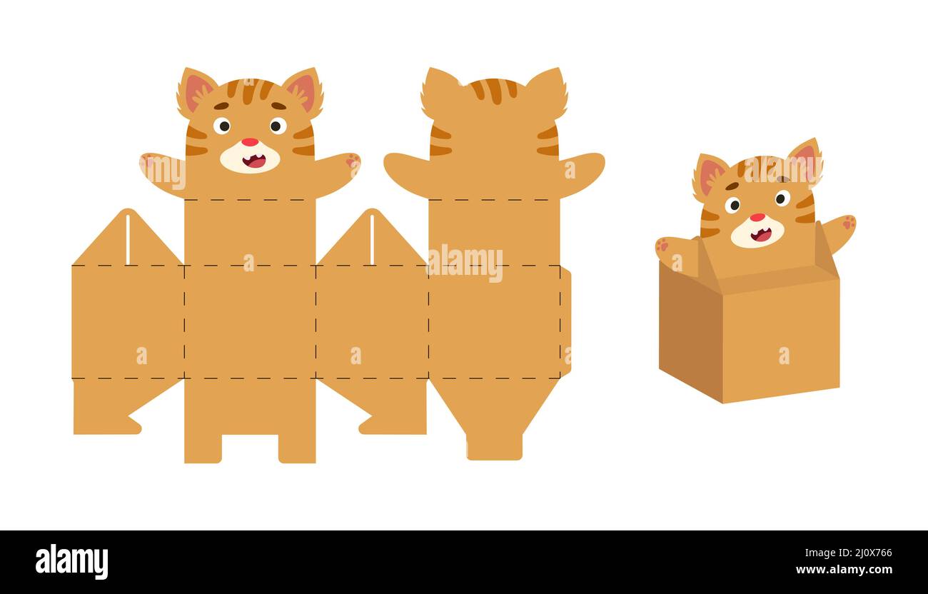 Cute party favor box cat design for sweets, candies, small presents ...