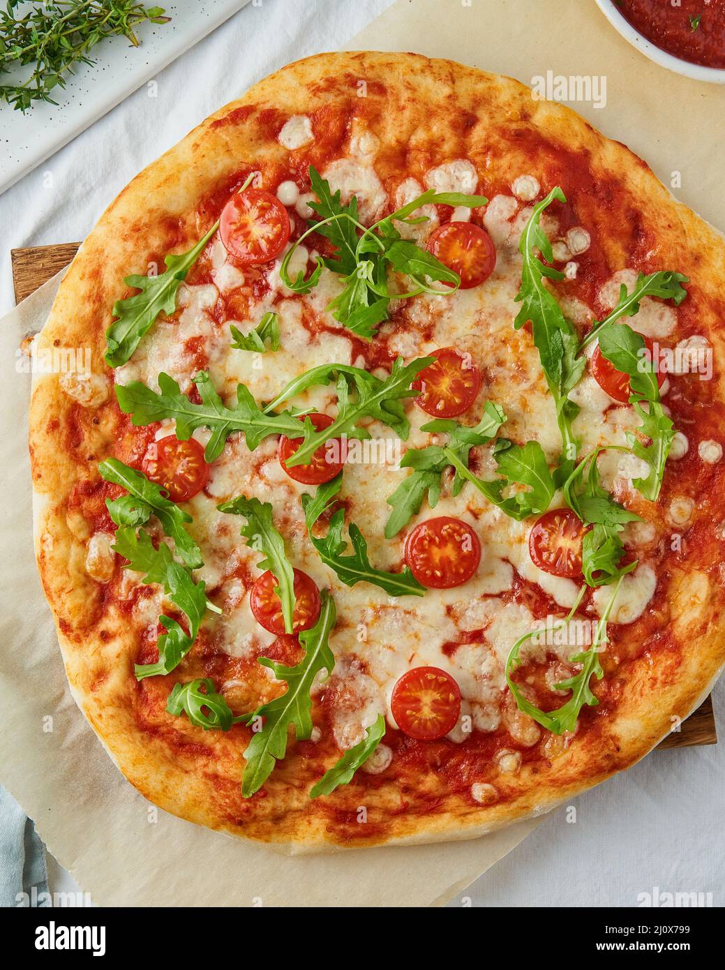 Rustic Italian homemade Pizza Dough margherita, vertical Stock Photo ...
