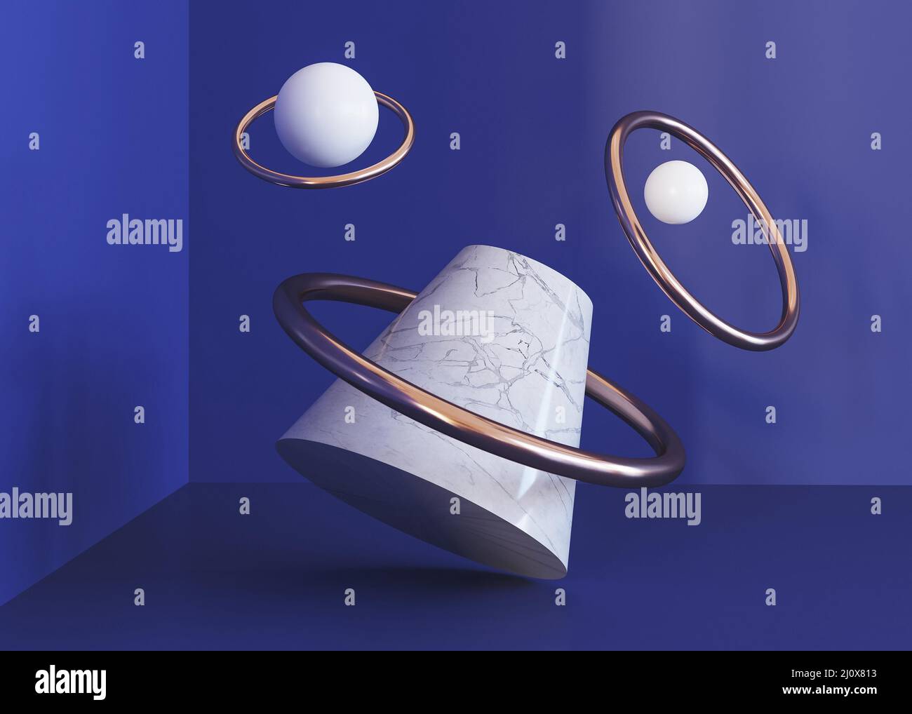 Flying rings geometric shapes background Stock Photo - Alamy