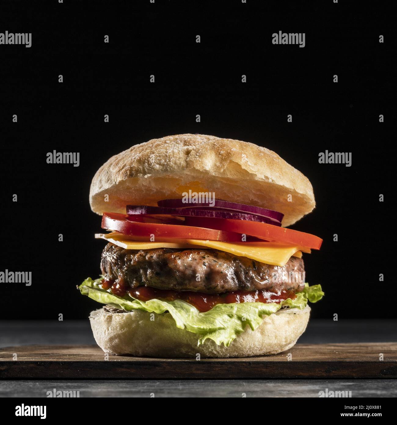 Front view burger with veggies meat. High quality beautiful photo ...