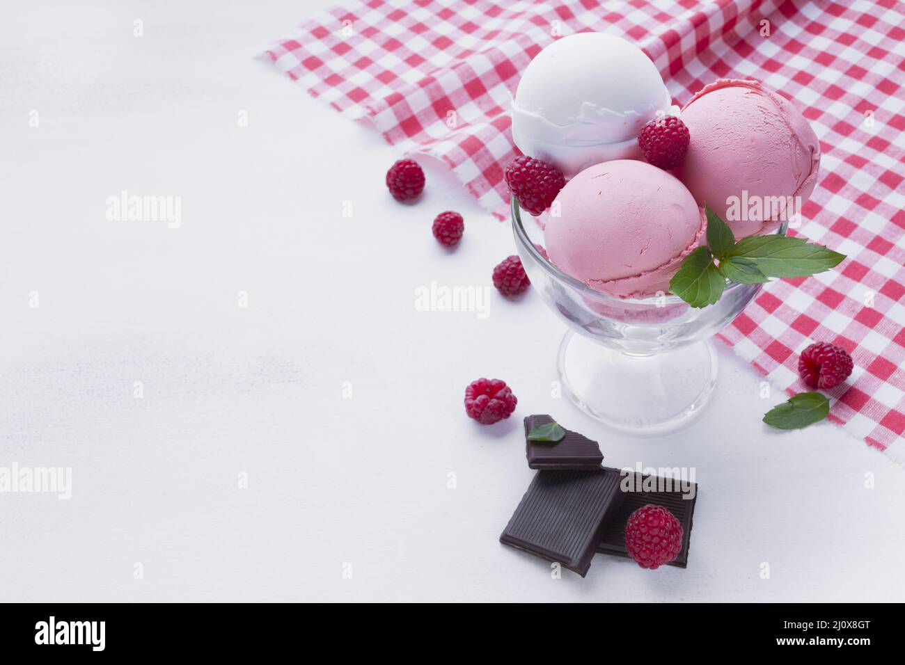 Glass vanilla raspberries ice cream. High quality beautiful photo ...