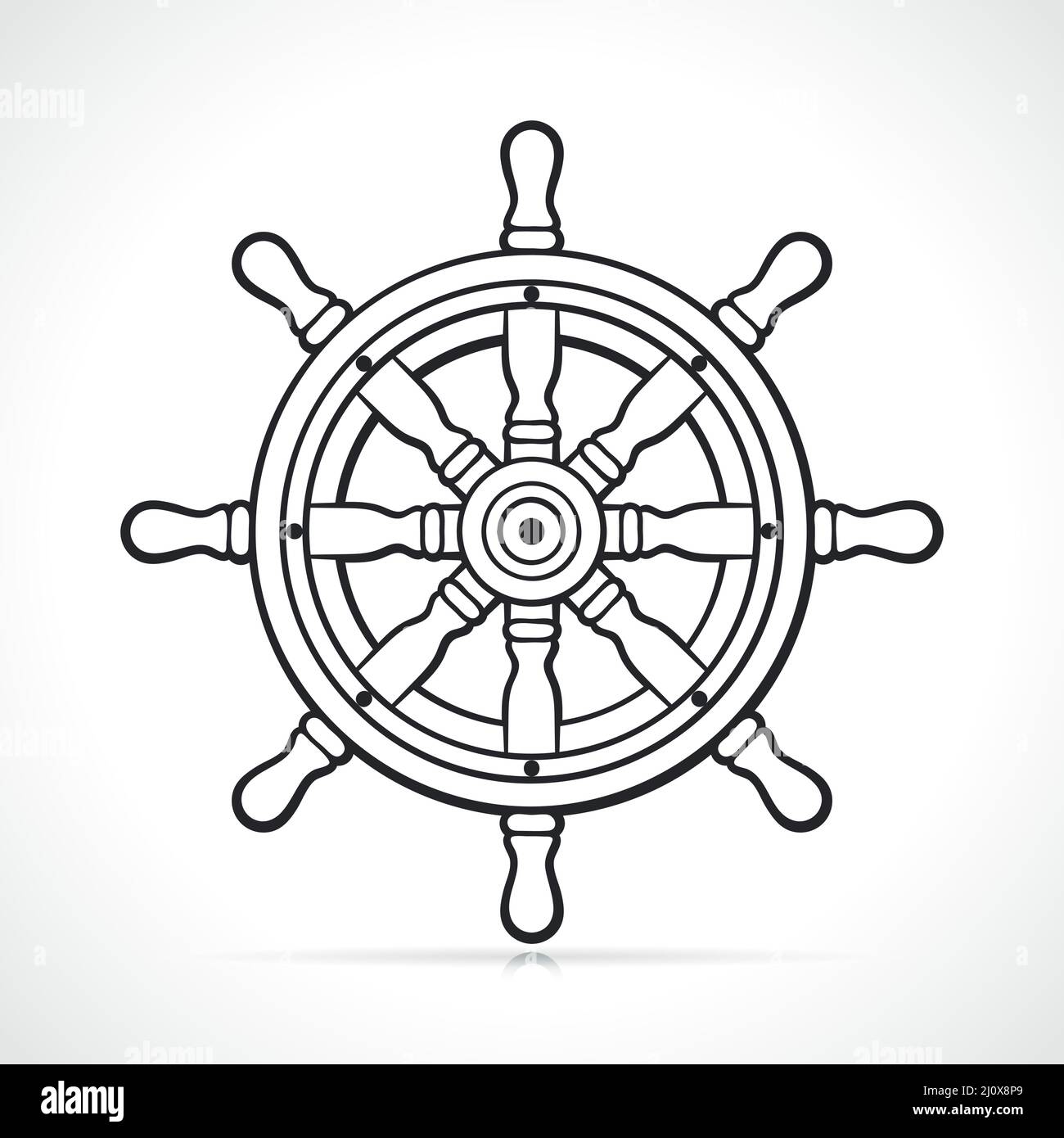 helm or ship steering wheel isolated illustration Stock Vector Image ...