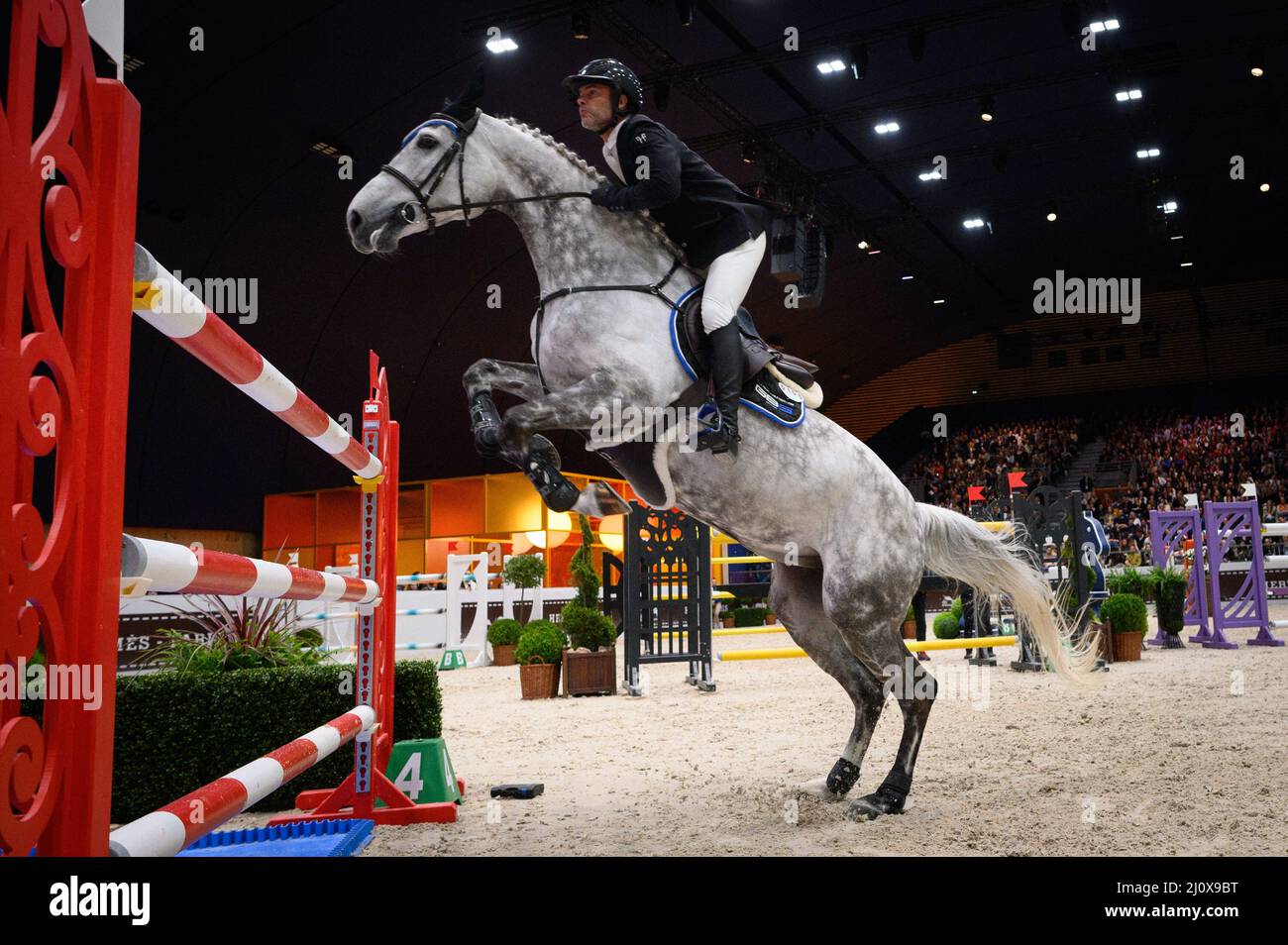 Gregory Cottard and Bibici compete during the Saut Hermes at Le Grand ...