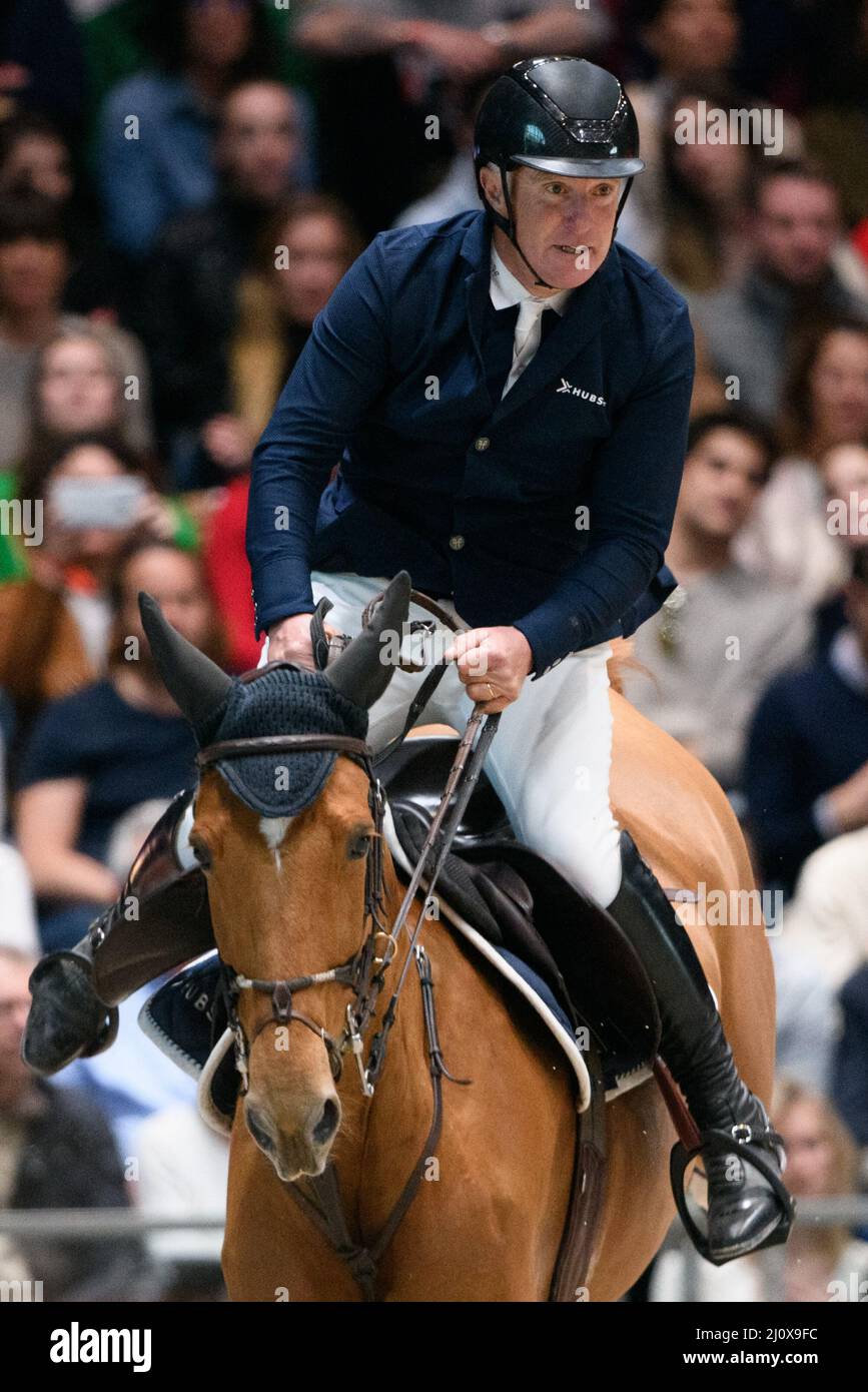 Roger-Yves Bost and Ballerine du Vilpion compete during the Saut Hermes ...