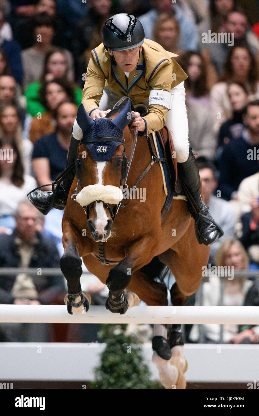 Peder Fredricson and Hansson WL compete during the Saut Hermes at Le Grand Palais Ephemere on ...