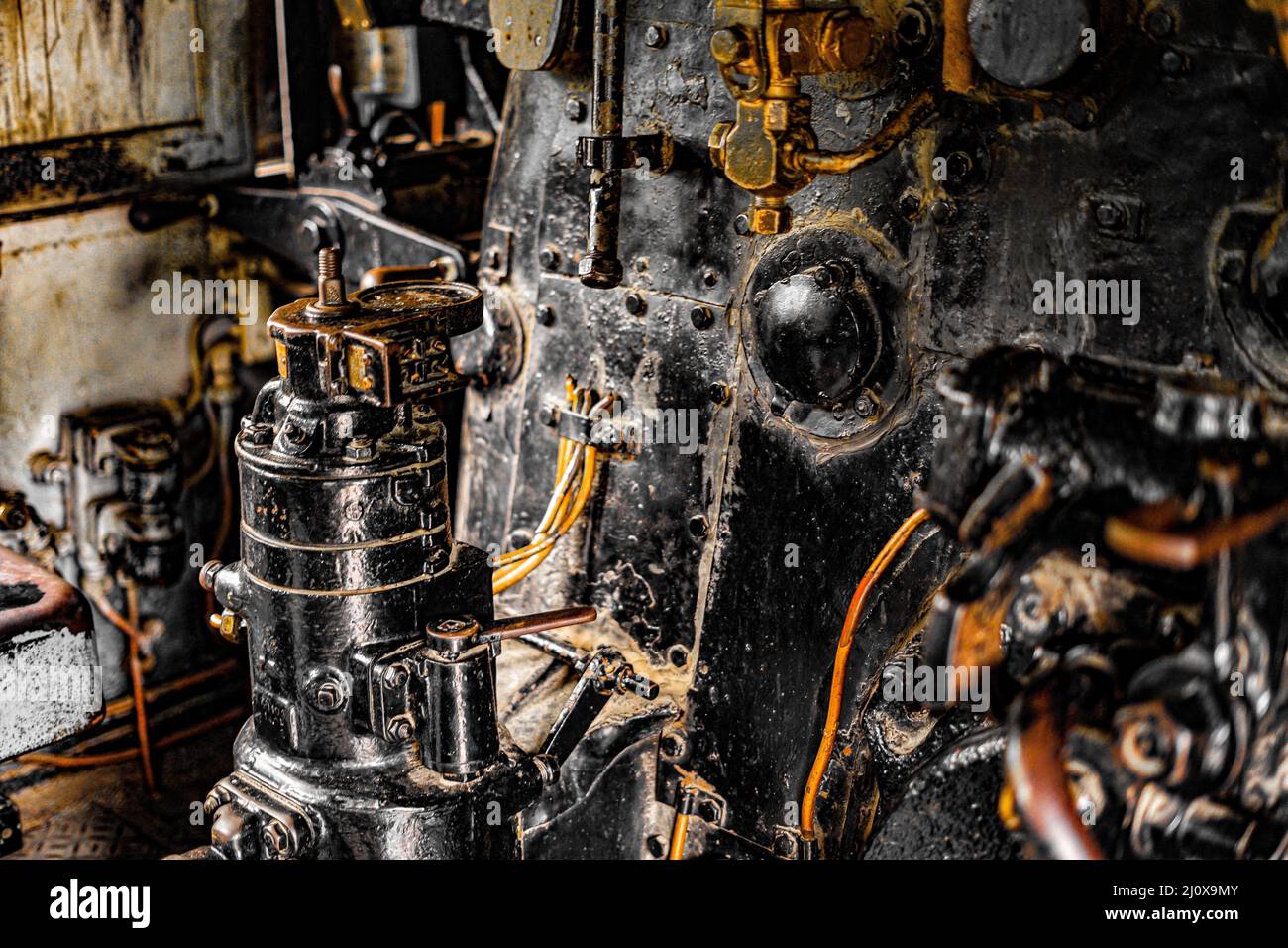 Steam locomotive of the machine room Stock Photo - Alamy