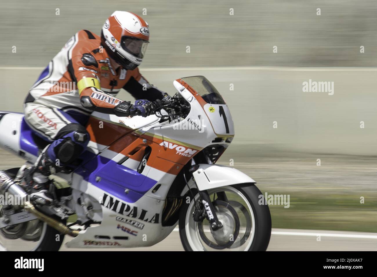 Classic revival race of Honda VFR in the asphalt speed track Stock Photo - Alamy