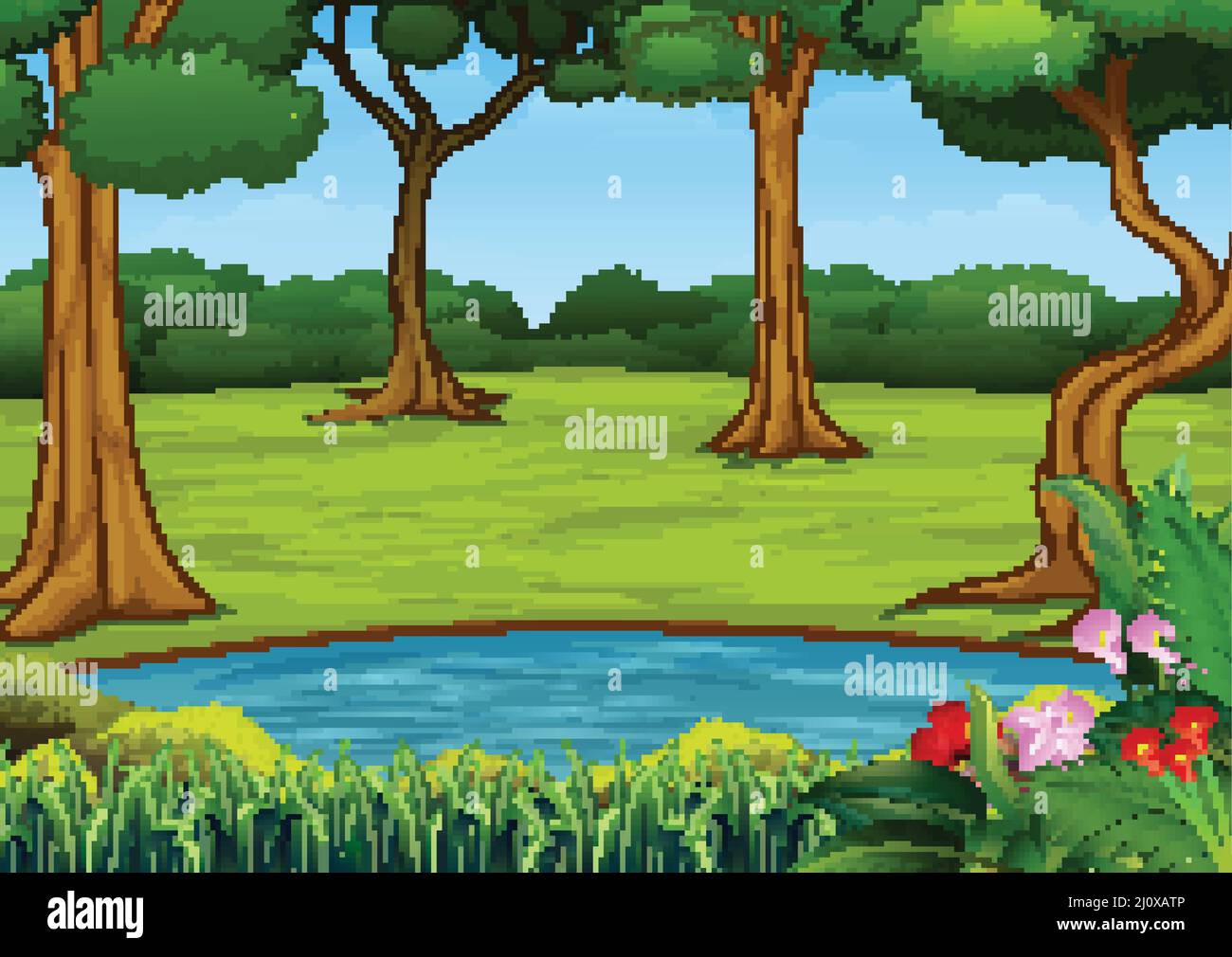 Beautiful scenery small lake Stock Vector Images - Alamy