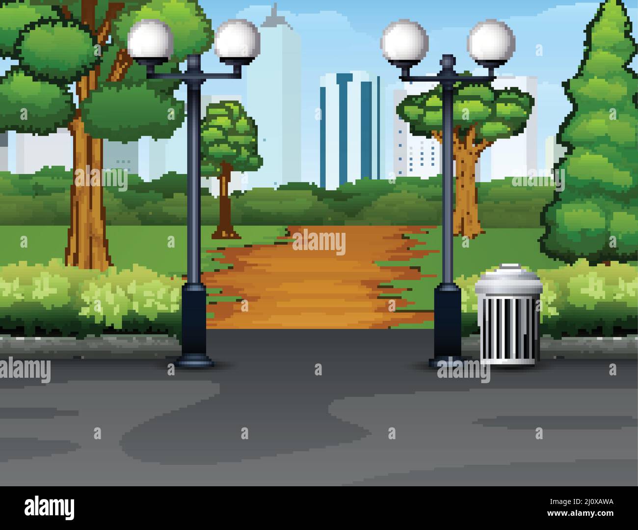 City park background with footpath and lantern Stock Vector Image & Art ...