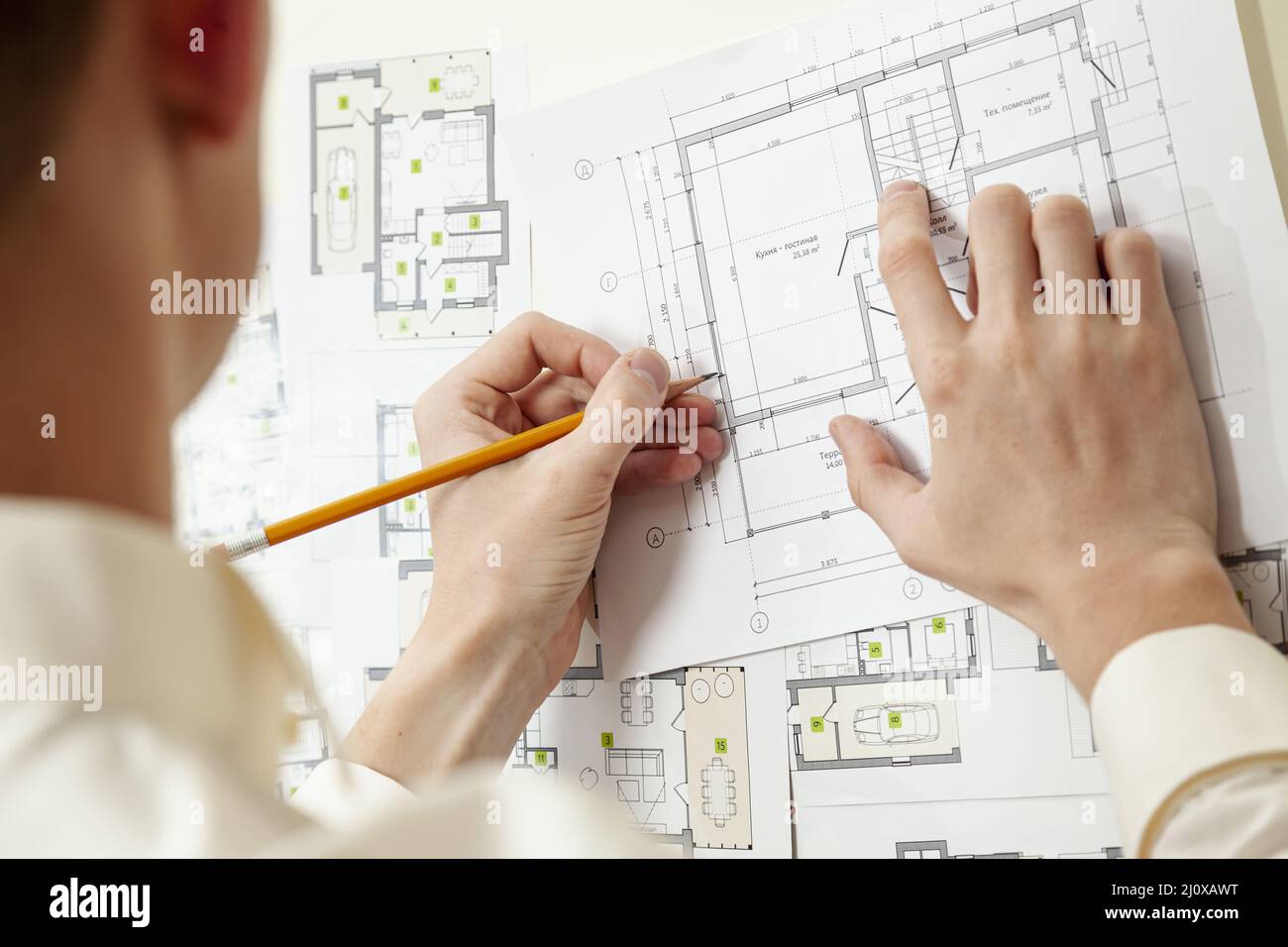 Engineer architect working blueprint model hi-res stock photography and ...