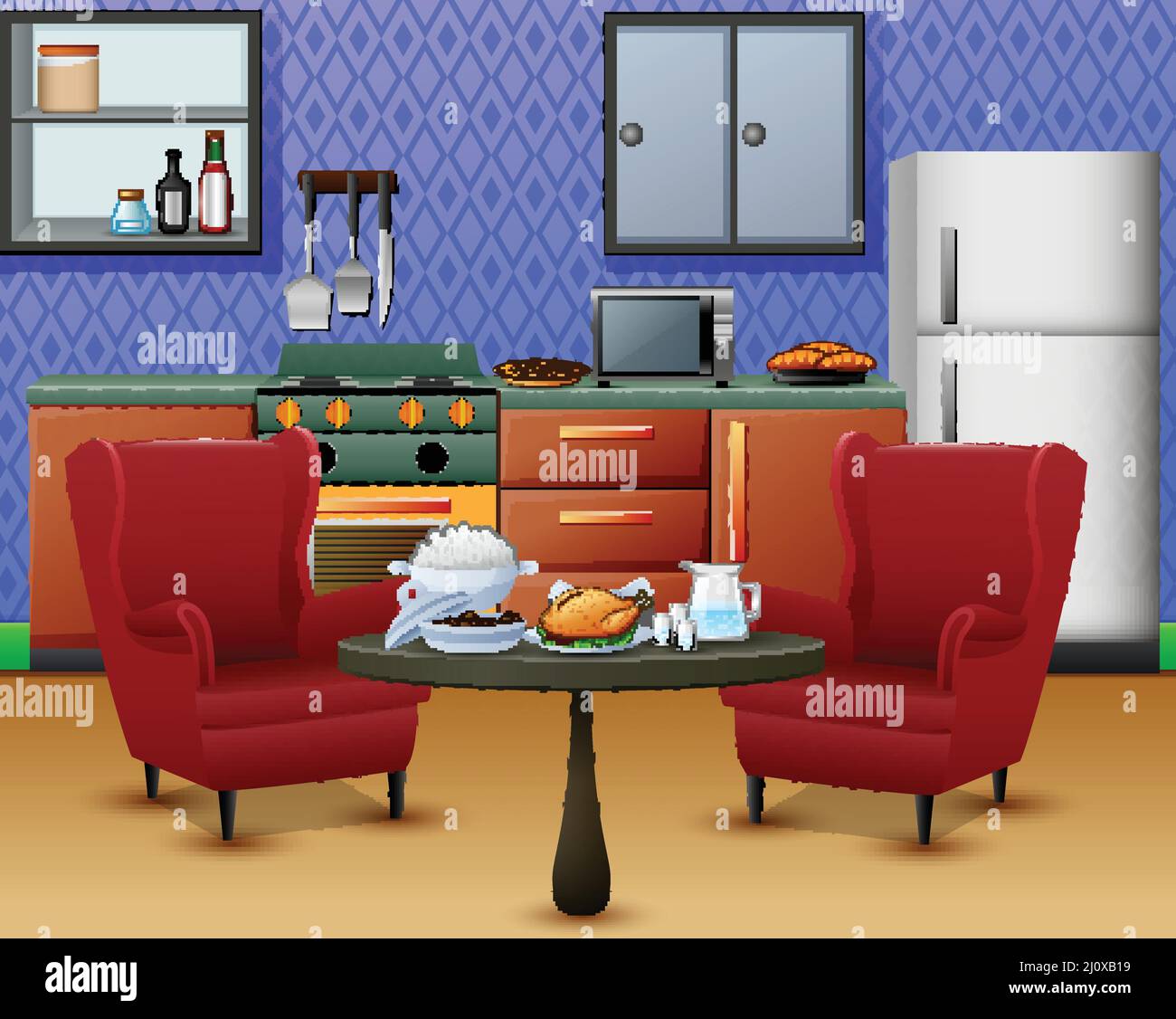 Dining set in front Stock Vector Images - Alamy