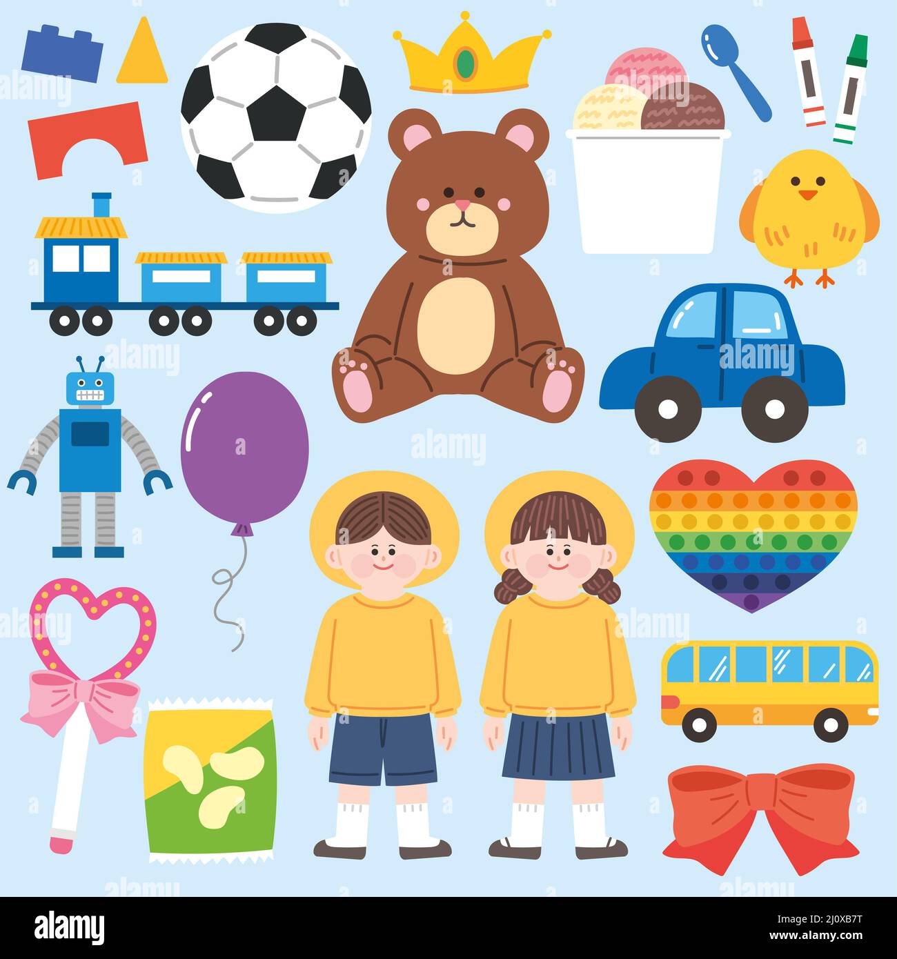 sticker pack of children and objects suitable as gifts for boy and girl ...