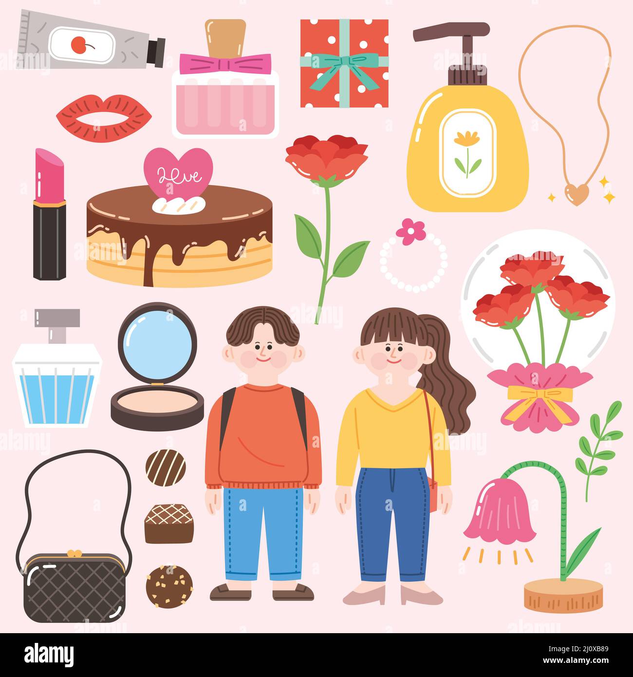 sticker pack of objects suitable as gifts for 20s male and female Stock ...