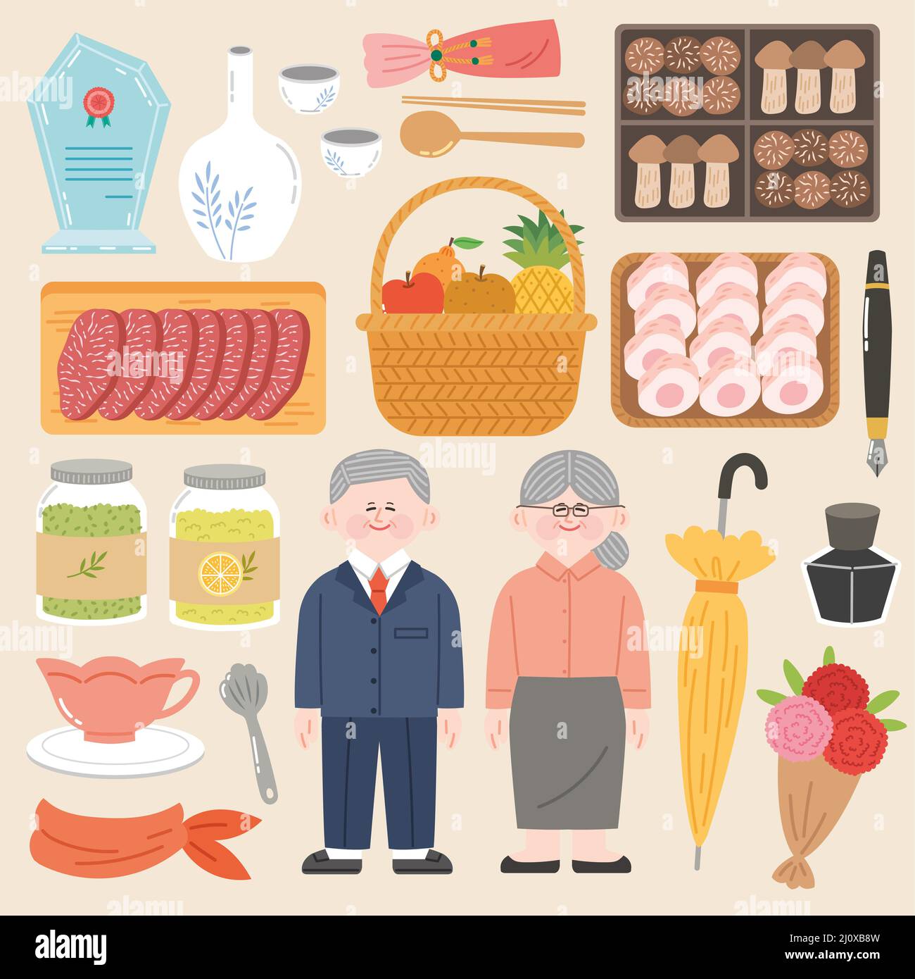 sticker pack of parents and objects suitable as gifts for mother and ...