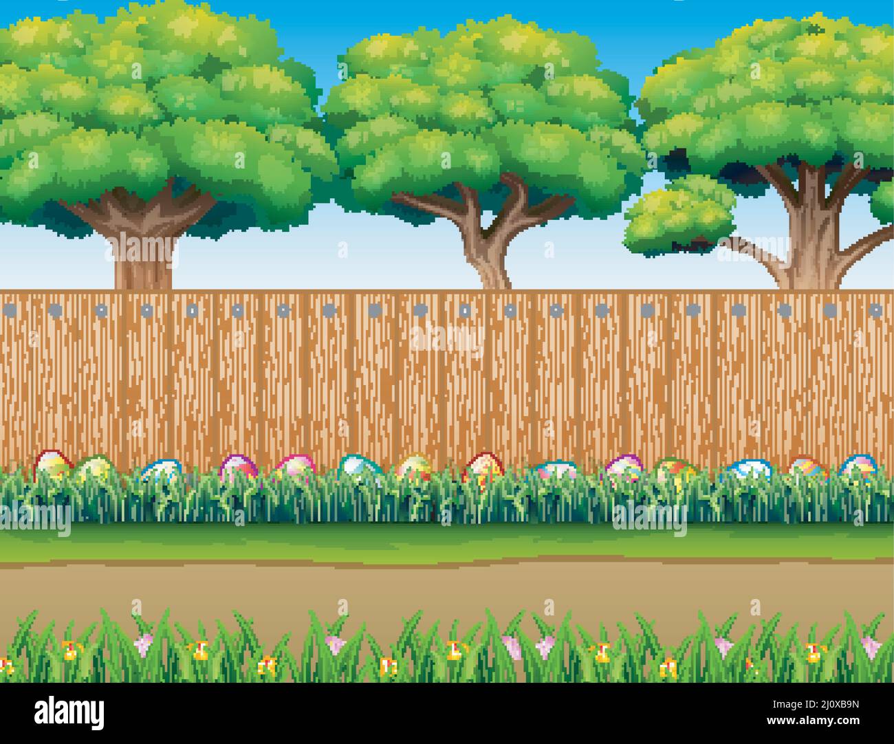 Flowers on wooden fence Stock Vector Images - Alamy