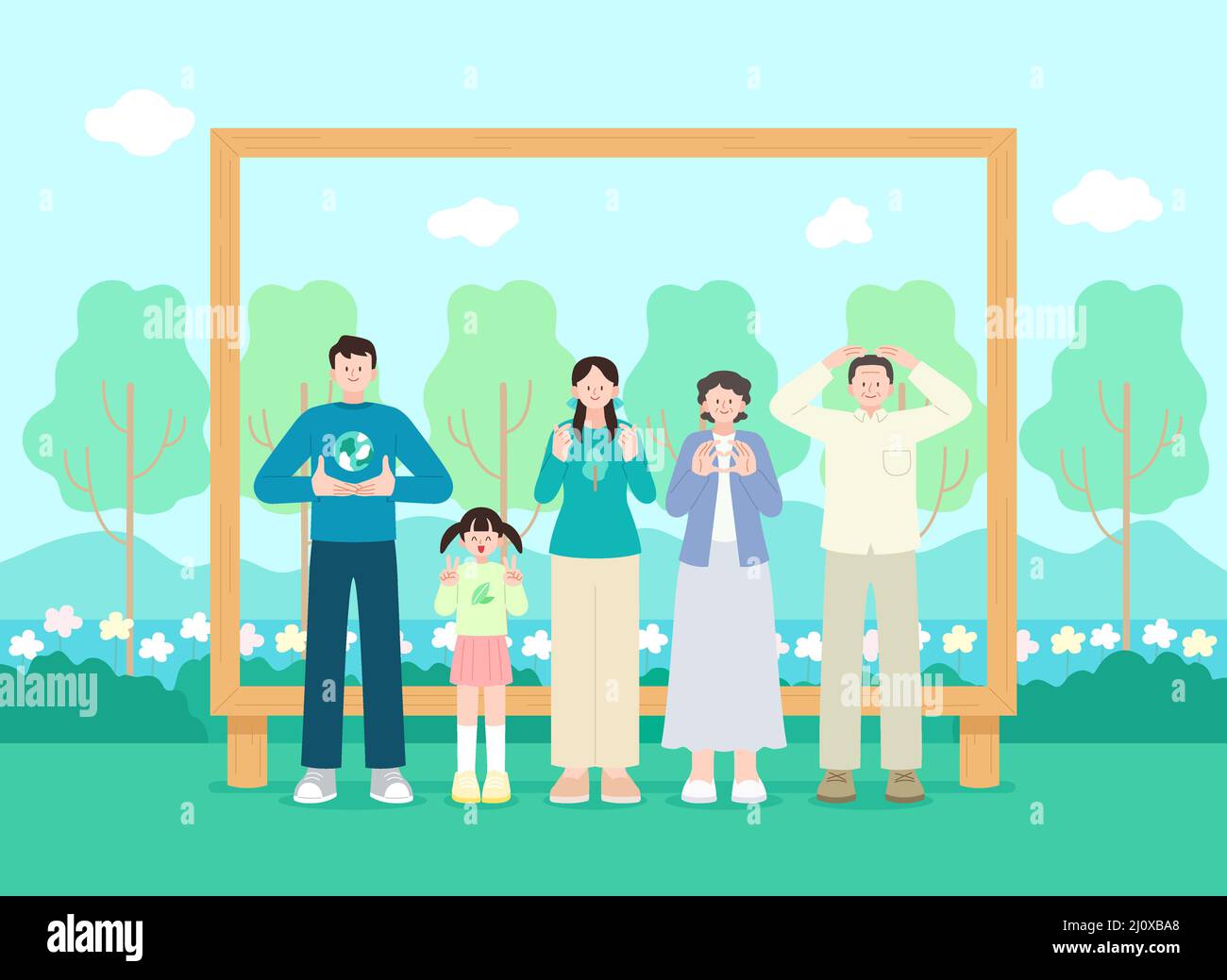 saving the earth, family in nature Stock Photo - Alamy