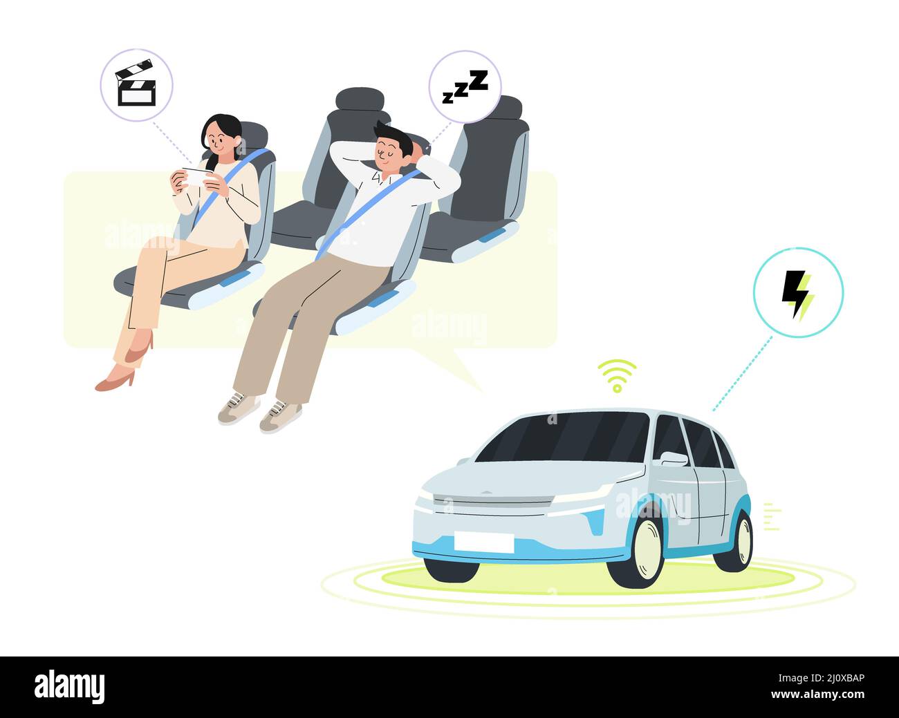 smart mobility car vector illustration with automatic driving function ...