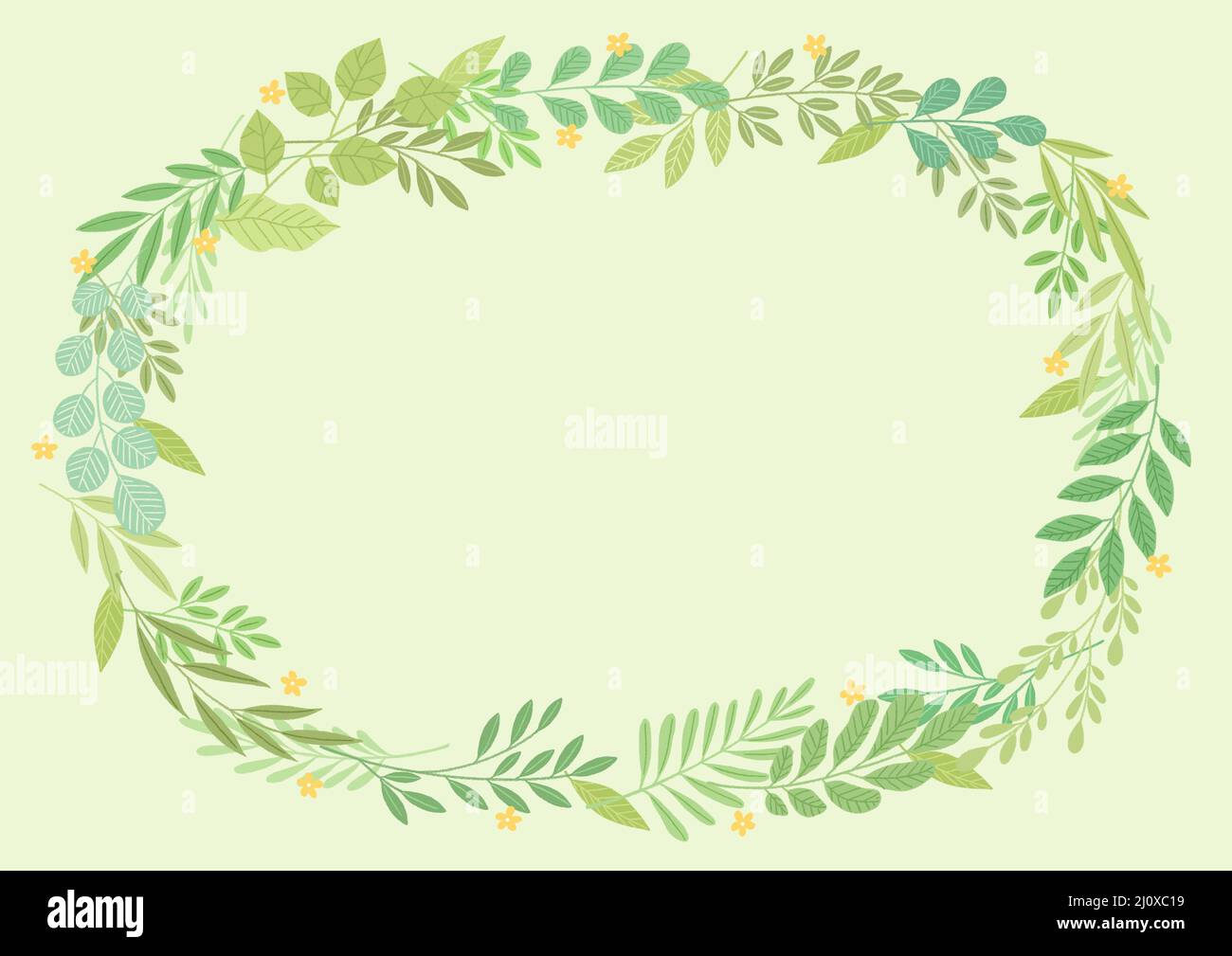 spring flower background, leaves frame illustration Stock Photo - Alamy