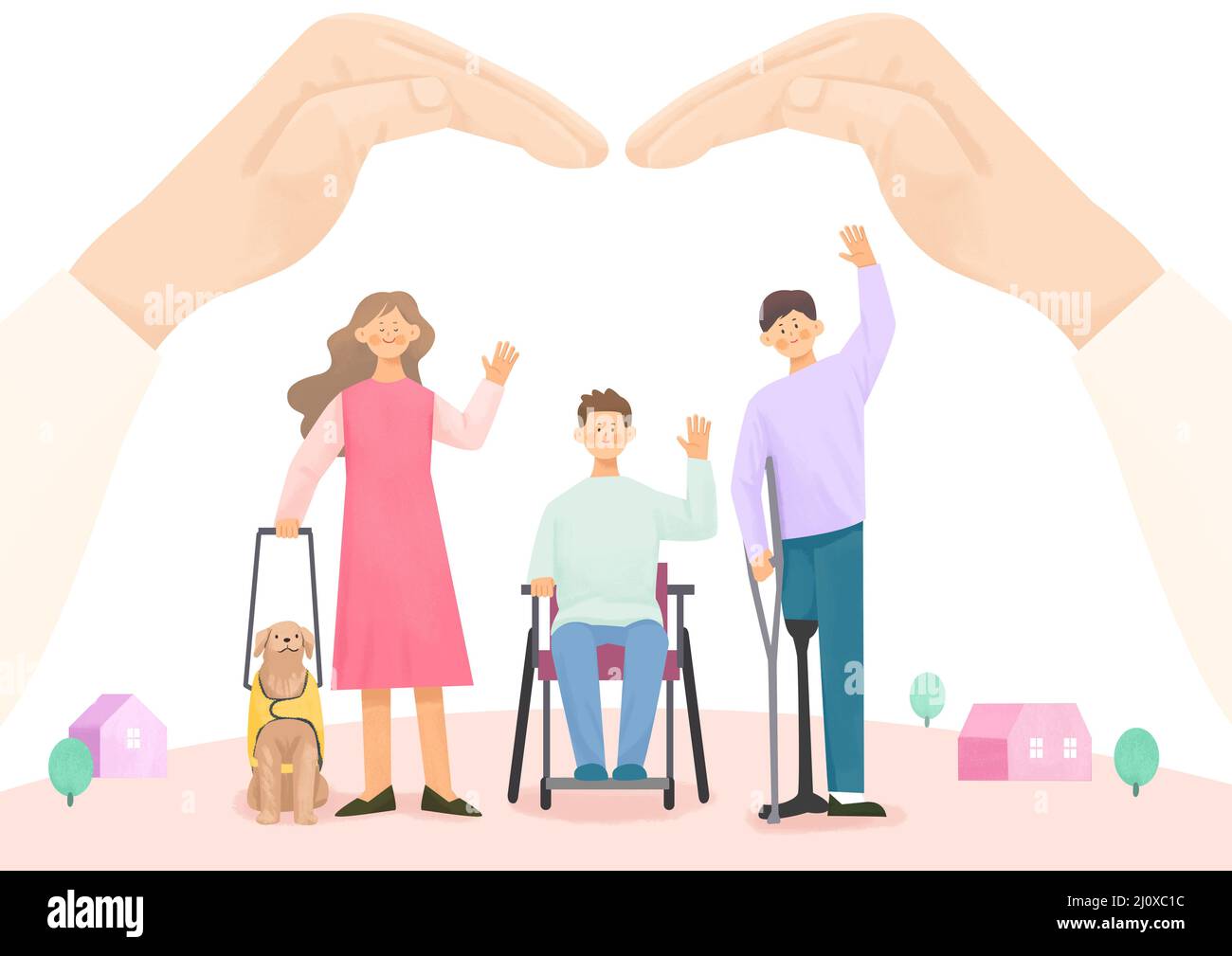 day of disabled, disabled people saying hello in lovely background ...