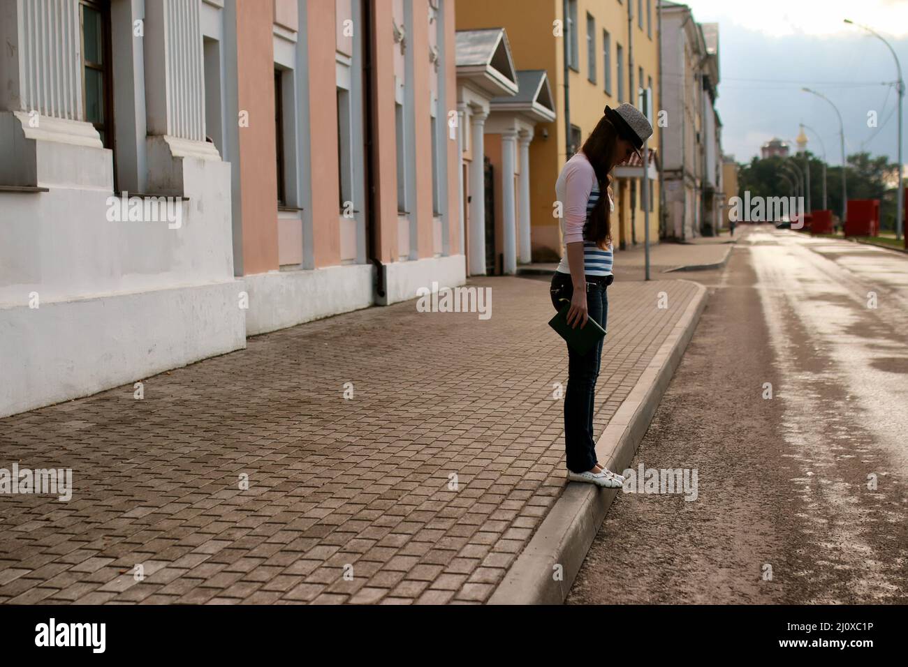girl outdoor road sad alone Stock Photo - Alamy