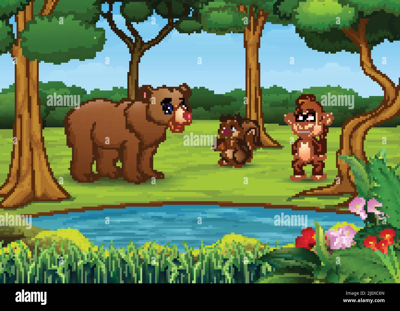 Wild animal cartoon playing on the nature Stock Vector Image & Art - Alamy