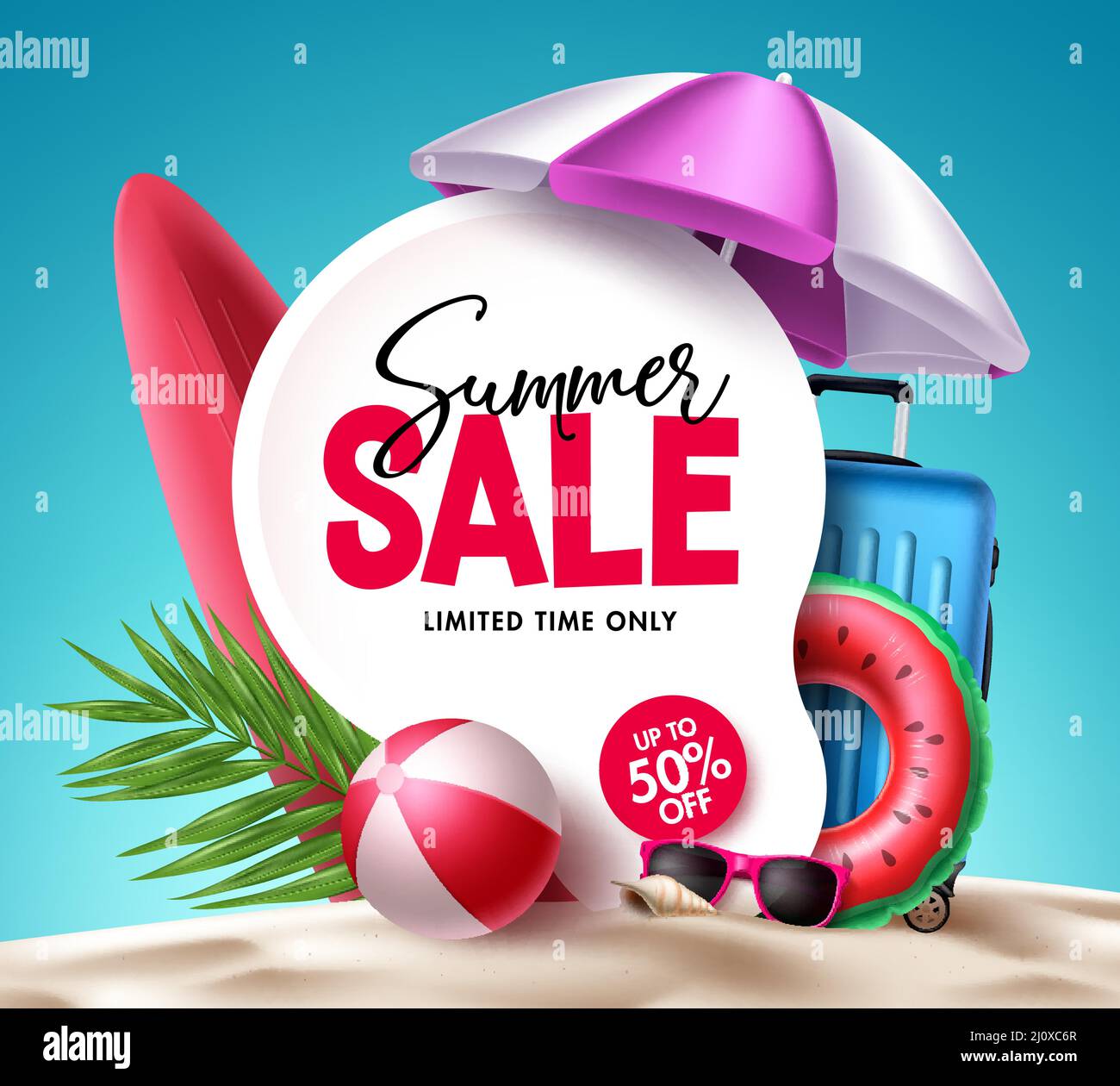 Summer sale vector banner design. Summer sale limited offer text in ...