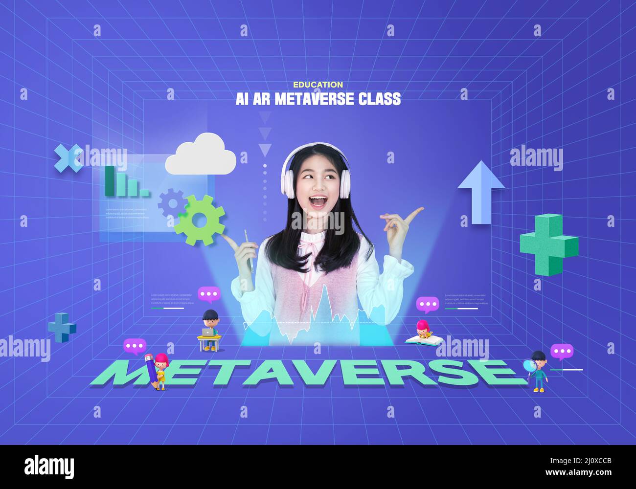 AI artificial intelligence education graphic rendered poster for kid ...