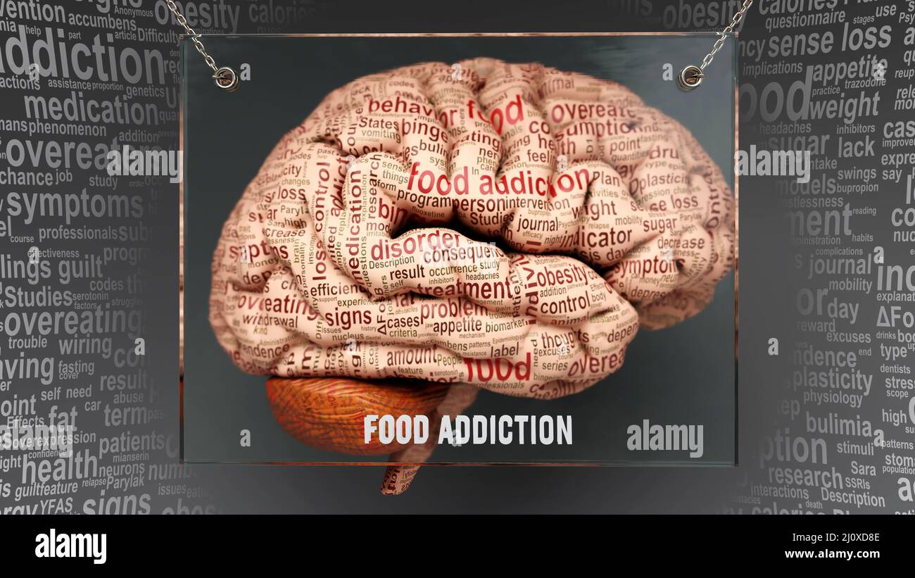 Food addiction anatomy - its causes and effects projected on a human ...