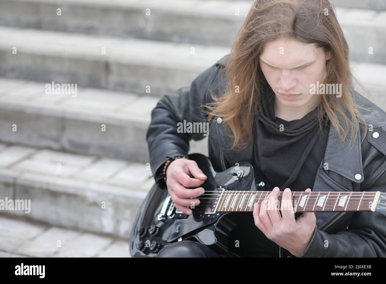 Bass guitarist in classic suit hi-res stock photography and images - Alamy