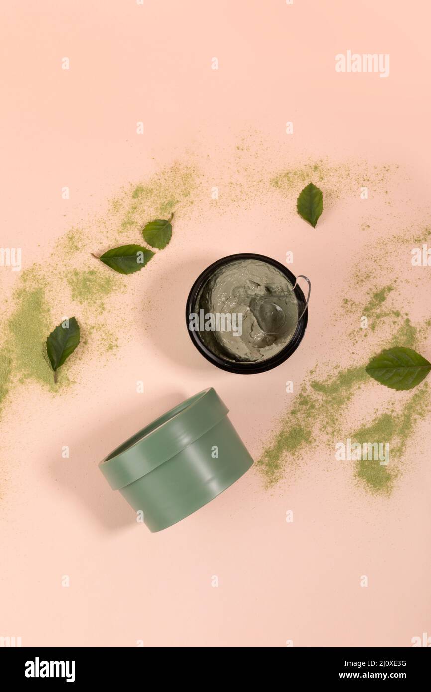 face mask pack made of matcha green tea powder Stock Photo - Alamy