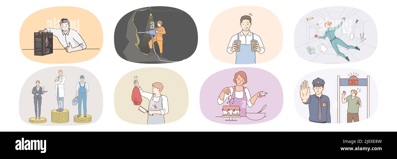 Set of diverse people professions. Collection of man and women employee ...