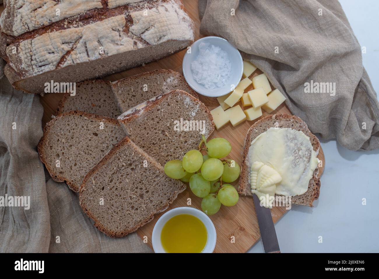 Fresh crispy homemade bread with whole grain flour Stock Photo - Alamy