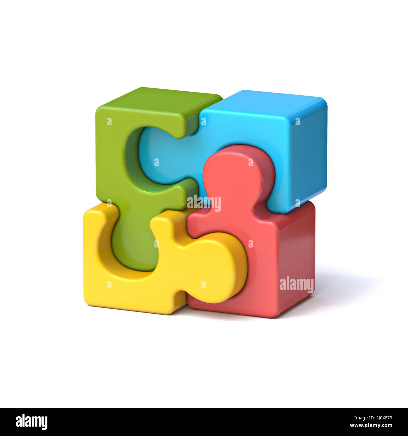 Four puzzle pieces standing 3D Stock Photo - Alamy