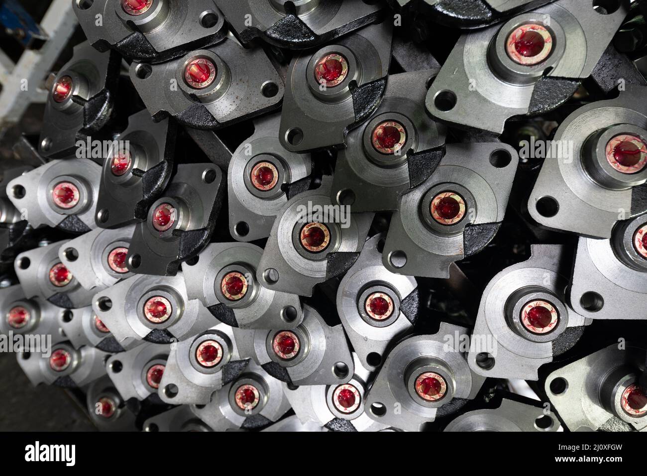 Metal automobile parts and details. Car assembly production. Factory ...