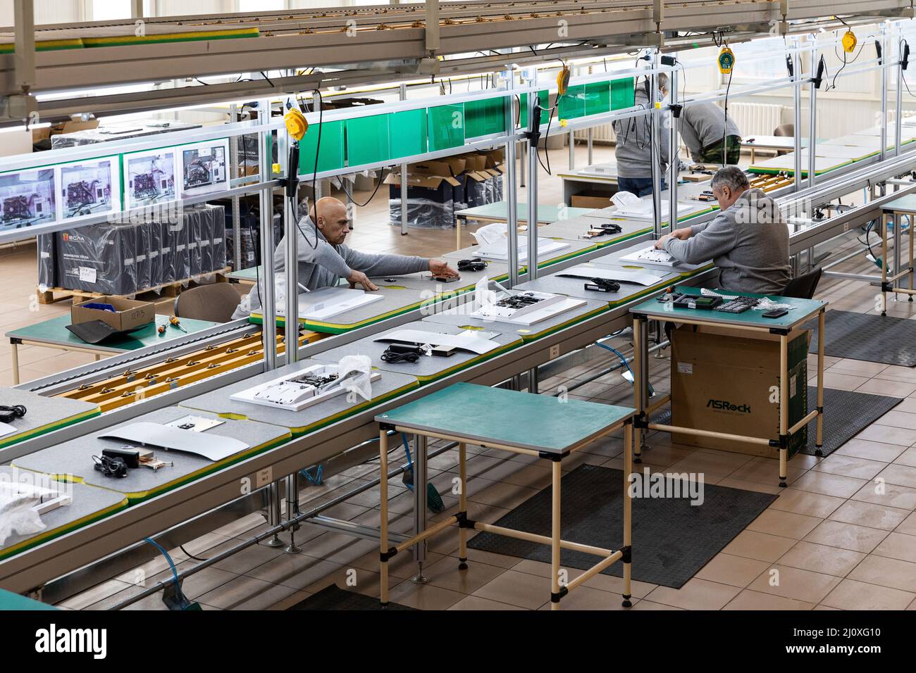 Minsk, Belarus - Dec 15, 2021: Photo of a plant for assembling ...