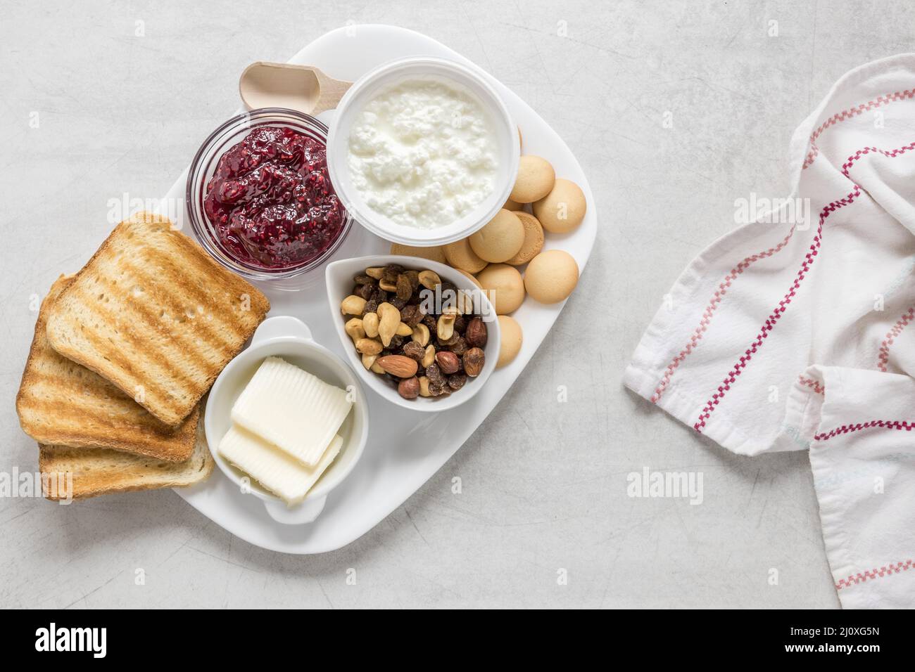 Tray with toast marmalade breakfast Stock Photo - Alamy