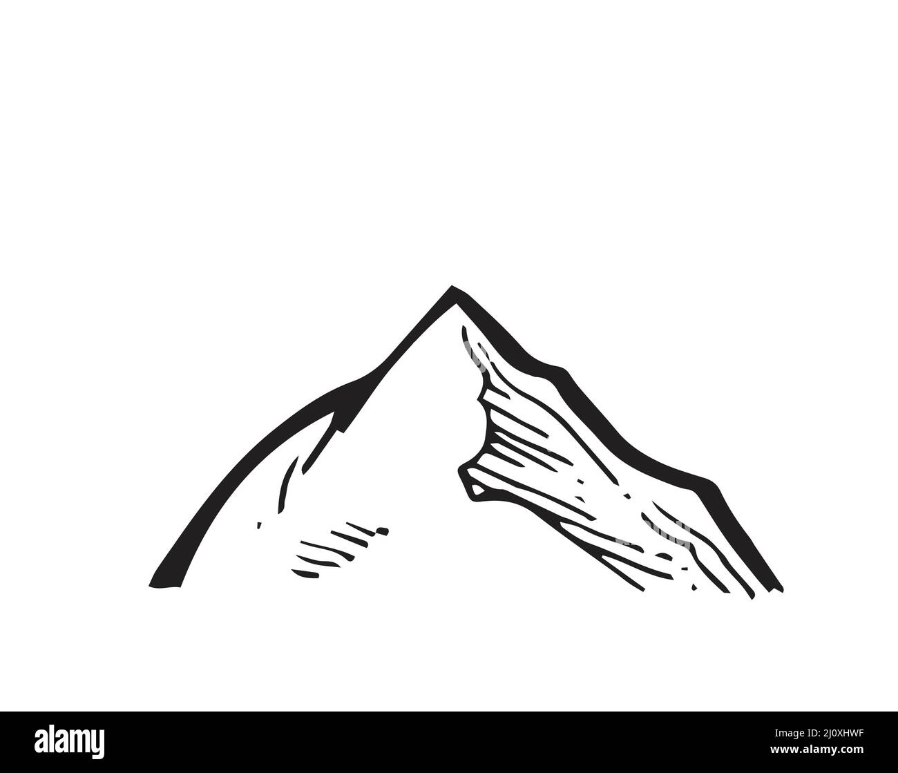 Big stone rock from afar. A piece of cliff. In the style of contour ...