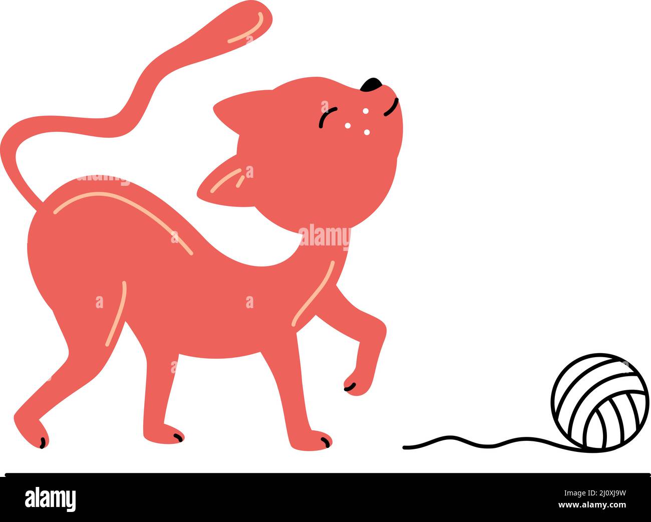 Vector illustration of cartoon red cat on white background Stock Vector ...