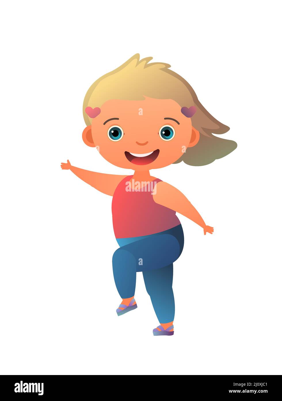 Little girl preschooler. In good mood. Person in summer clothes ...